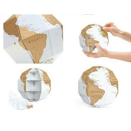 3D Scratch Off Vertical Global World Map DIY Puzzle Game Assemble Trip ...