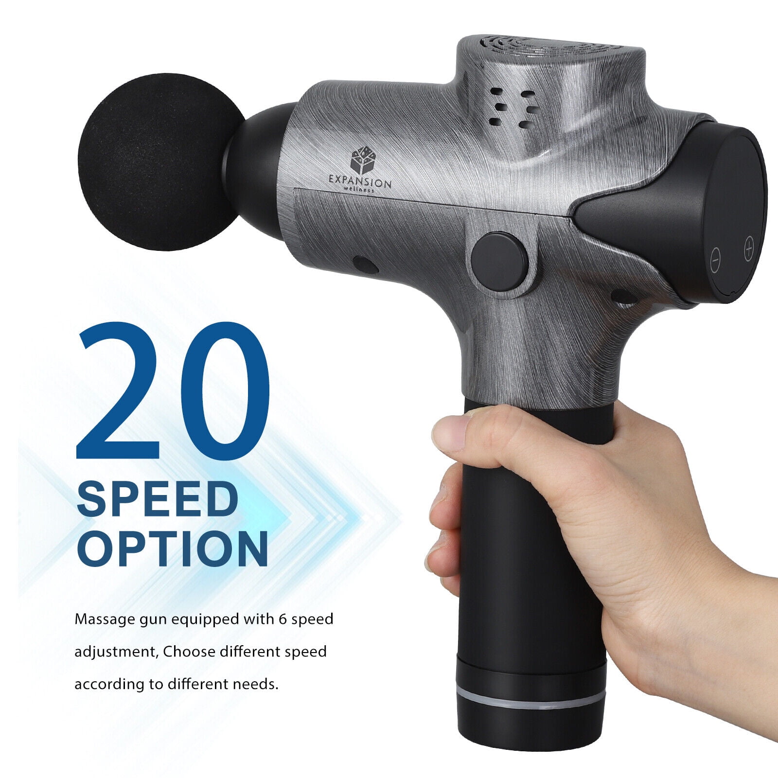 20 Speed LCD Handheld Massage Gun Deep Tissue Percussion 6 Heads Muscle ...