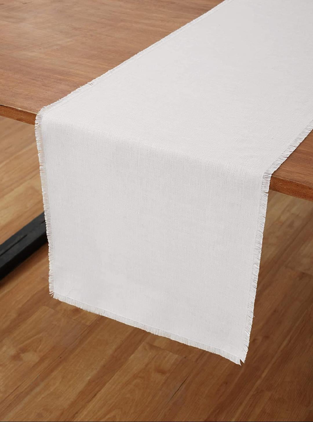 Linen Fringe Table Runner – 100% Pure Linen Table Runner 14 x 60 Inch ...