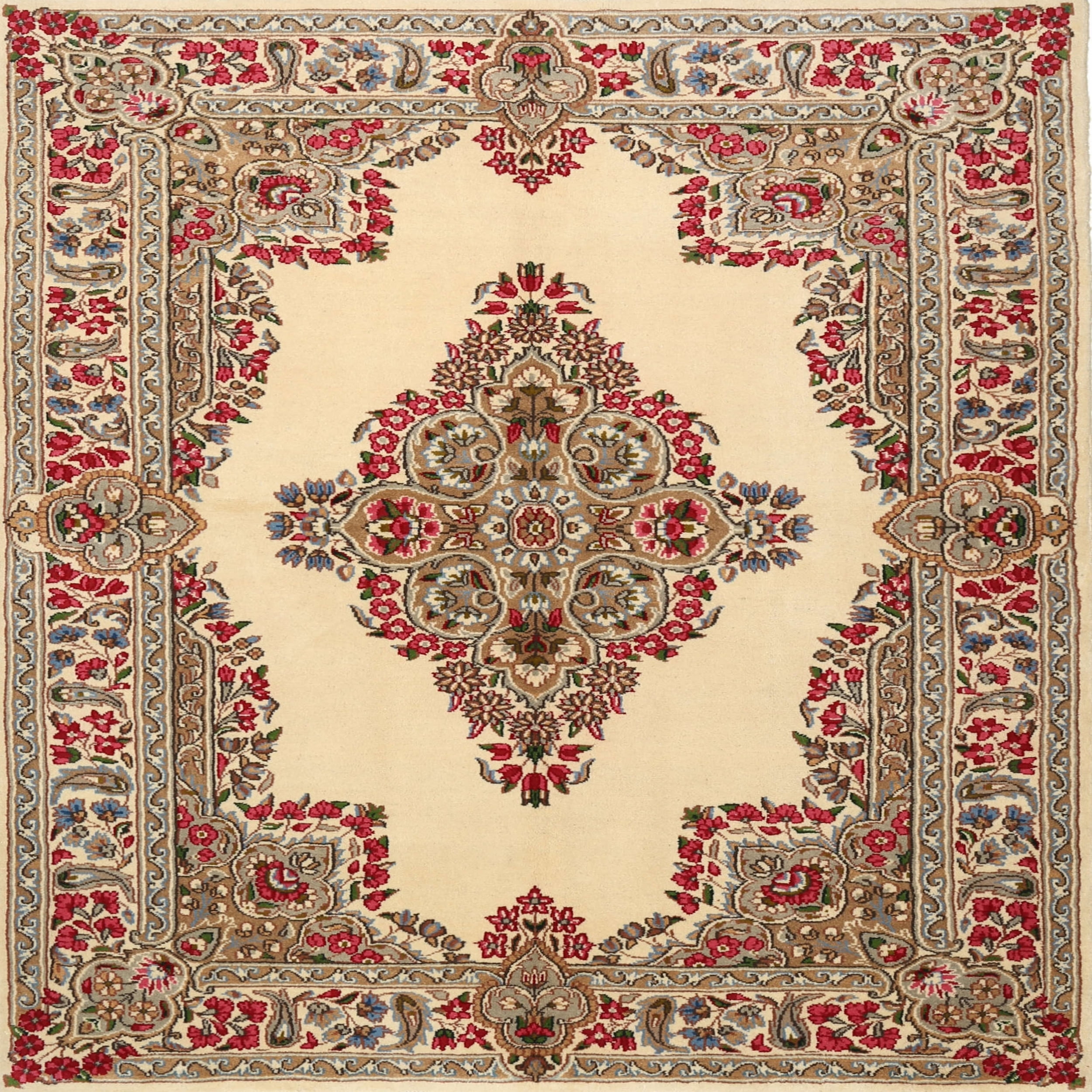 Ahgly Company Indoor Square Traditional Brown Gold Medallion Area Rugs ...