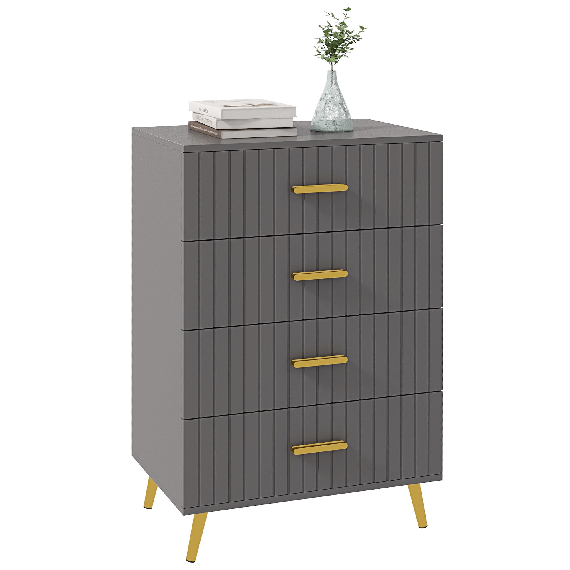 Homcom Bedroom Chest Of Drawers  4-Drawer Dresser With Aluminium Legs 23.6 L X 15.7 W X 35.4 H