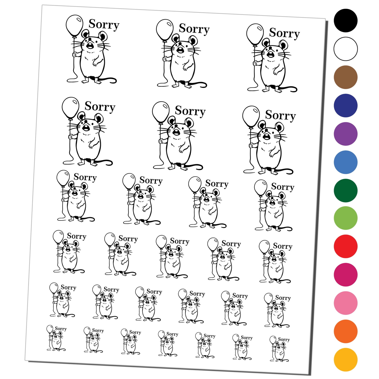 Sorry Mouse with Balloon Water Resistant Temporary Tattoo Set Fake Body ...