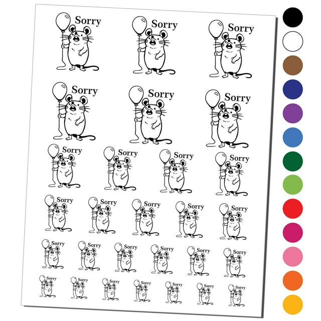 Sorry Mouse with Balloon Water Resistant Temporary Tattoo Set Fake Body ...