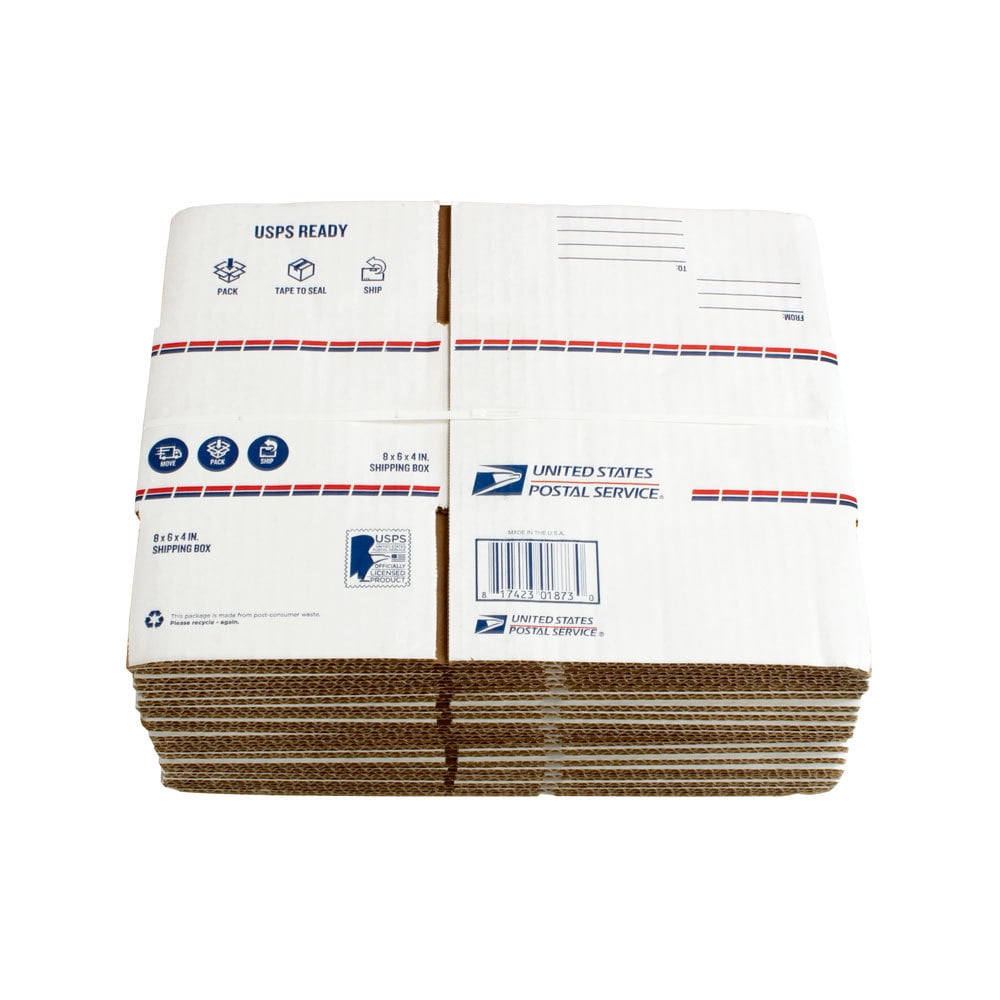 Buy 20 Count) USPS Brand Recycled Shipping Boxes, 8L x 6W x 4H, White ...