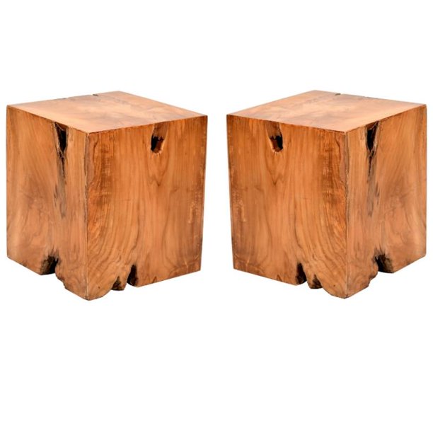 Home Square Outdoor Root Side Table in Teak Finish - Set of 2 - Walmart.com