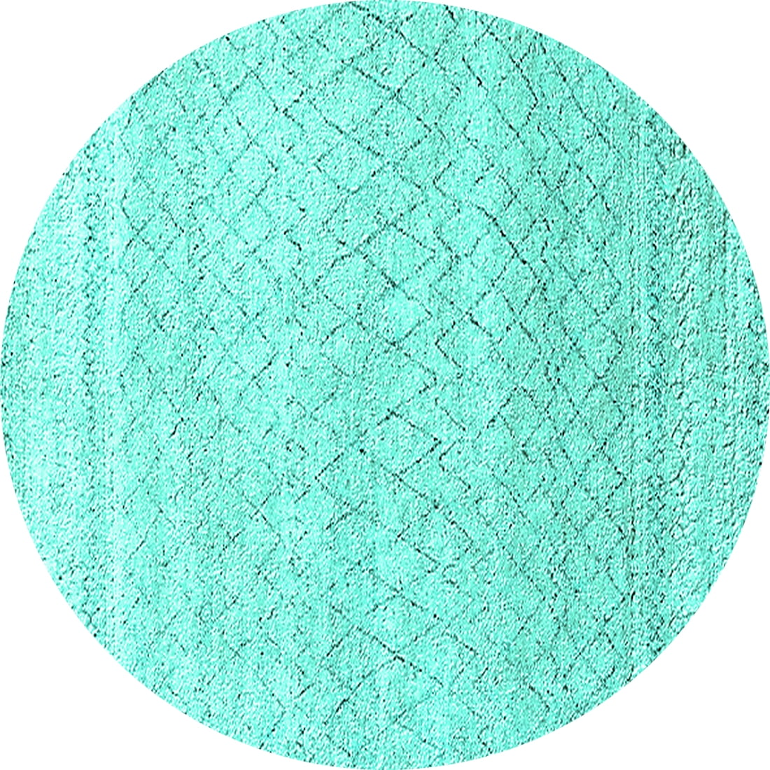 Ahgly Company Machine Washable Indoor Round Solid Turquoise Blue Modern ...