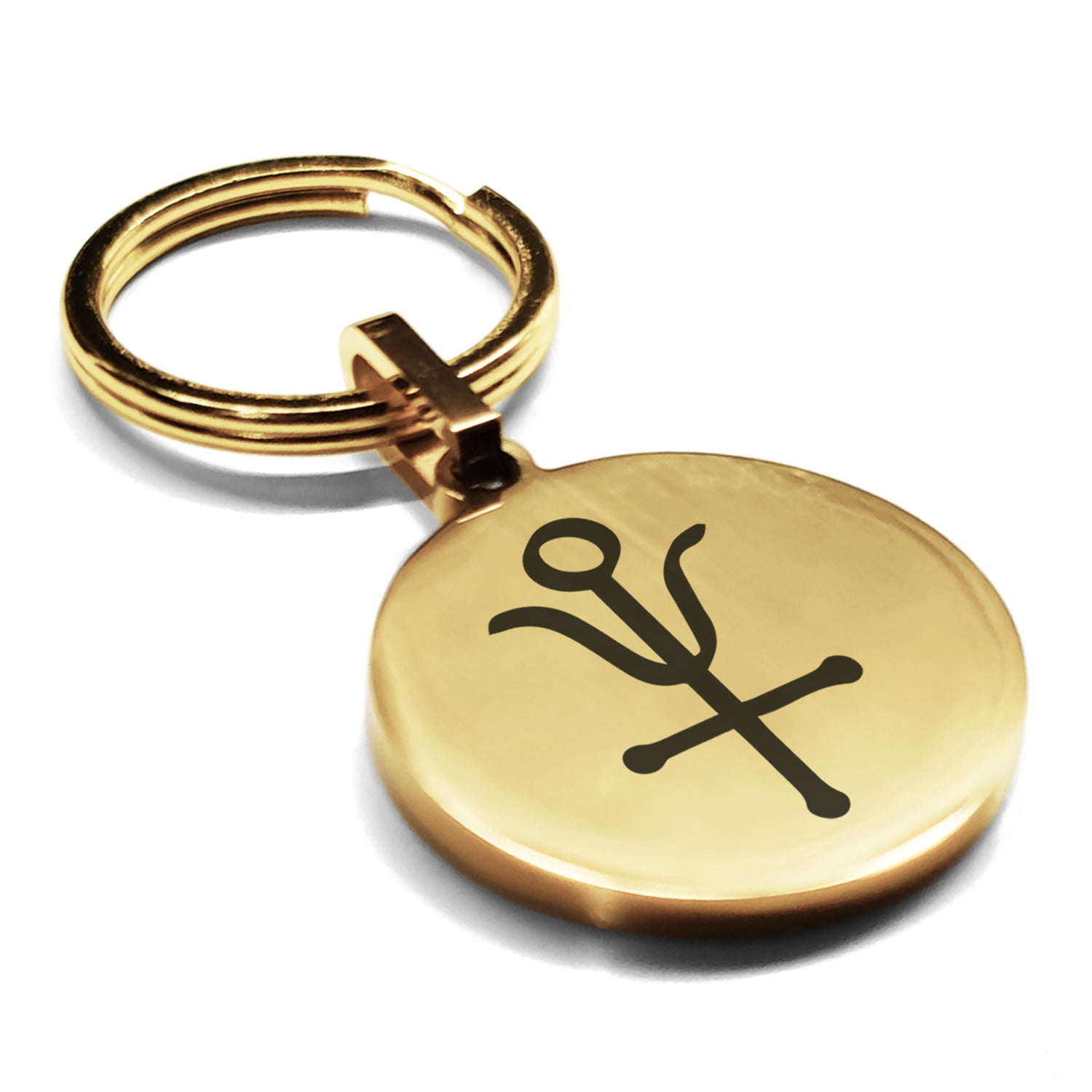 Stainless Steel Antimony Alchemy Symbol Round Medallion Keychain Circle ...