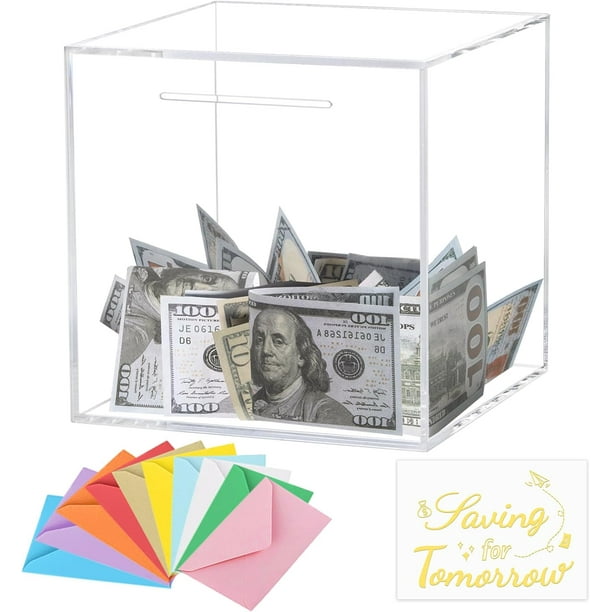 XINQIHANG Clear Acrylic Piggy Bank for Adults Kids, Clear Money Saving ...