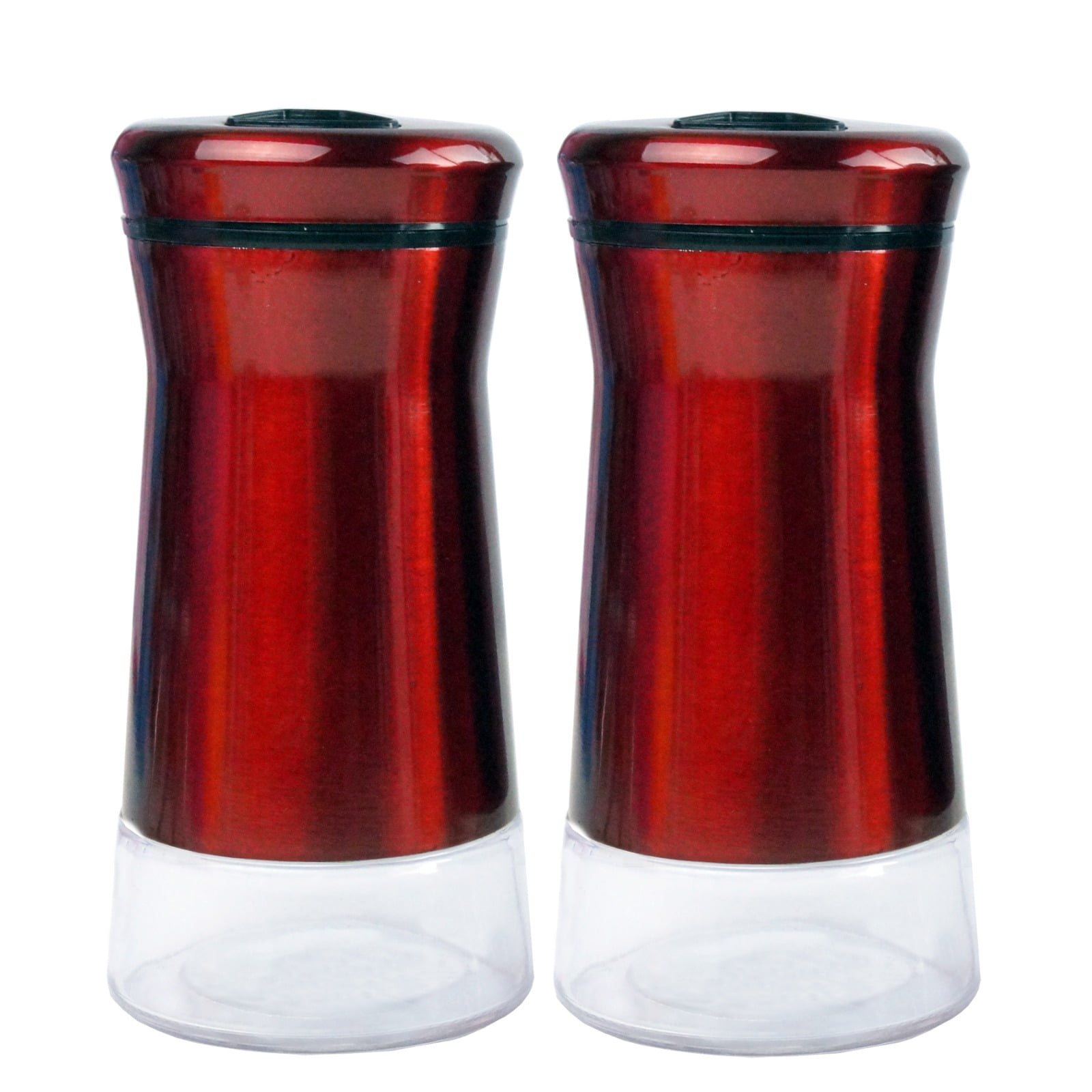 Salt & Pepper Shakers Stainless Steel Cover Glass Bottom With Rotating ...