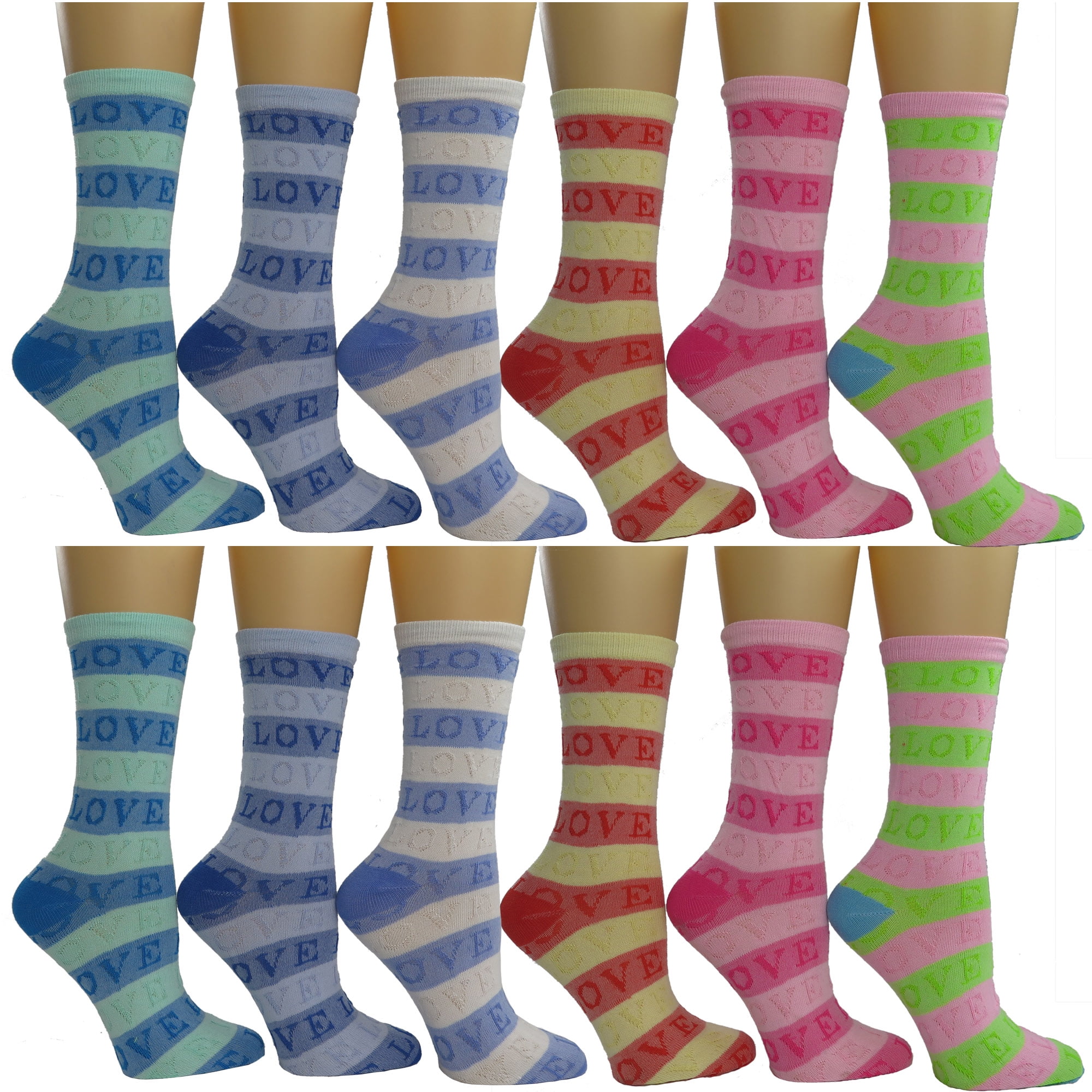 Womens Colorful Crew socks 12-pack by DEBRA WEITZNER - Walmart.com
