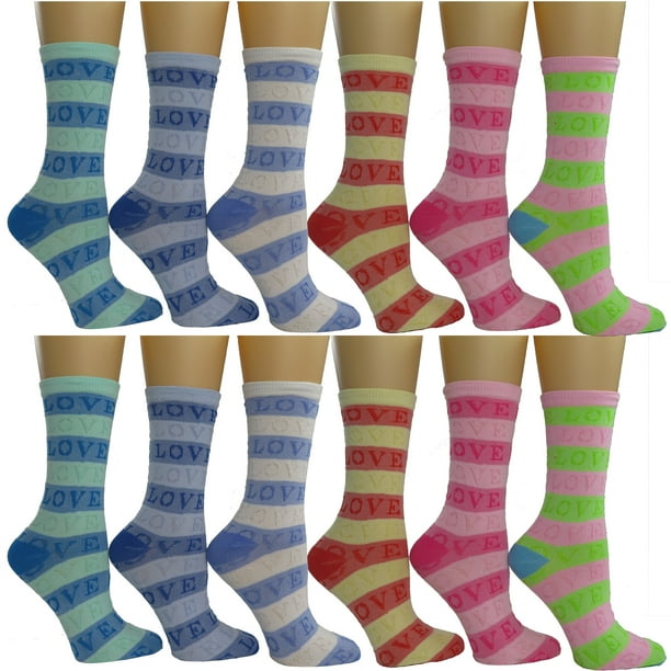 Womens Colorful Crew socks 12-pack by DEBRA WEITZNER - Walmart.com