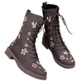 AUDeals Women's Combat Boots, Vintage Floral Mid Calf Shoes with Chunky ...