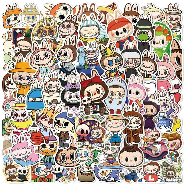 Labubu Stickers, 50pcs Cute Rabble Doll Stickers for Water Bottles ...