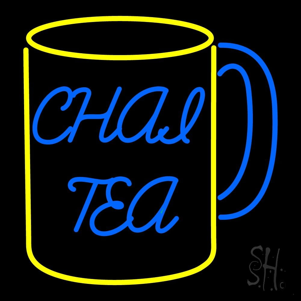 Chai Tea Mug LED Neon Sign 24 x 24 - inches, Black Square Cut Acrylic ...