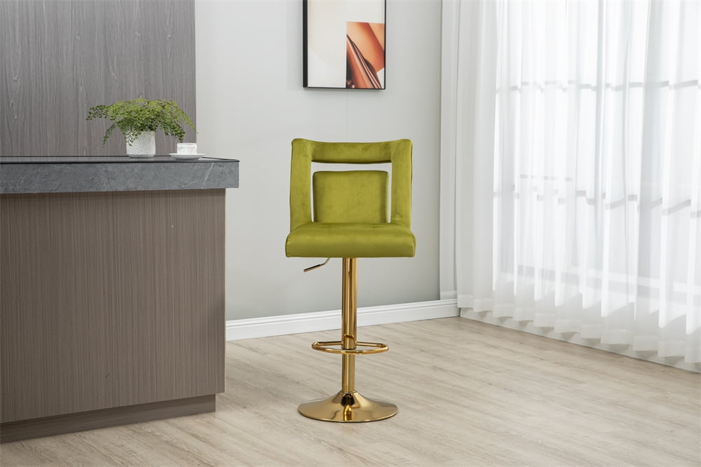 Velvet Swivel Bar Stools, Modern Upholstered Adjustable Height Counter ...