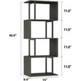 Black Oak 5-Tier Geometric Bookshelf - Industrial S-Shaped Metal Wood ...