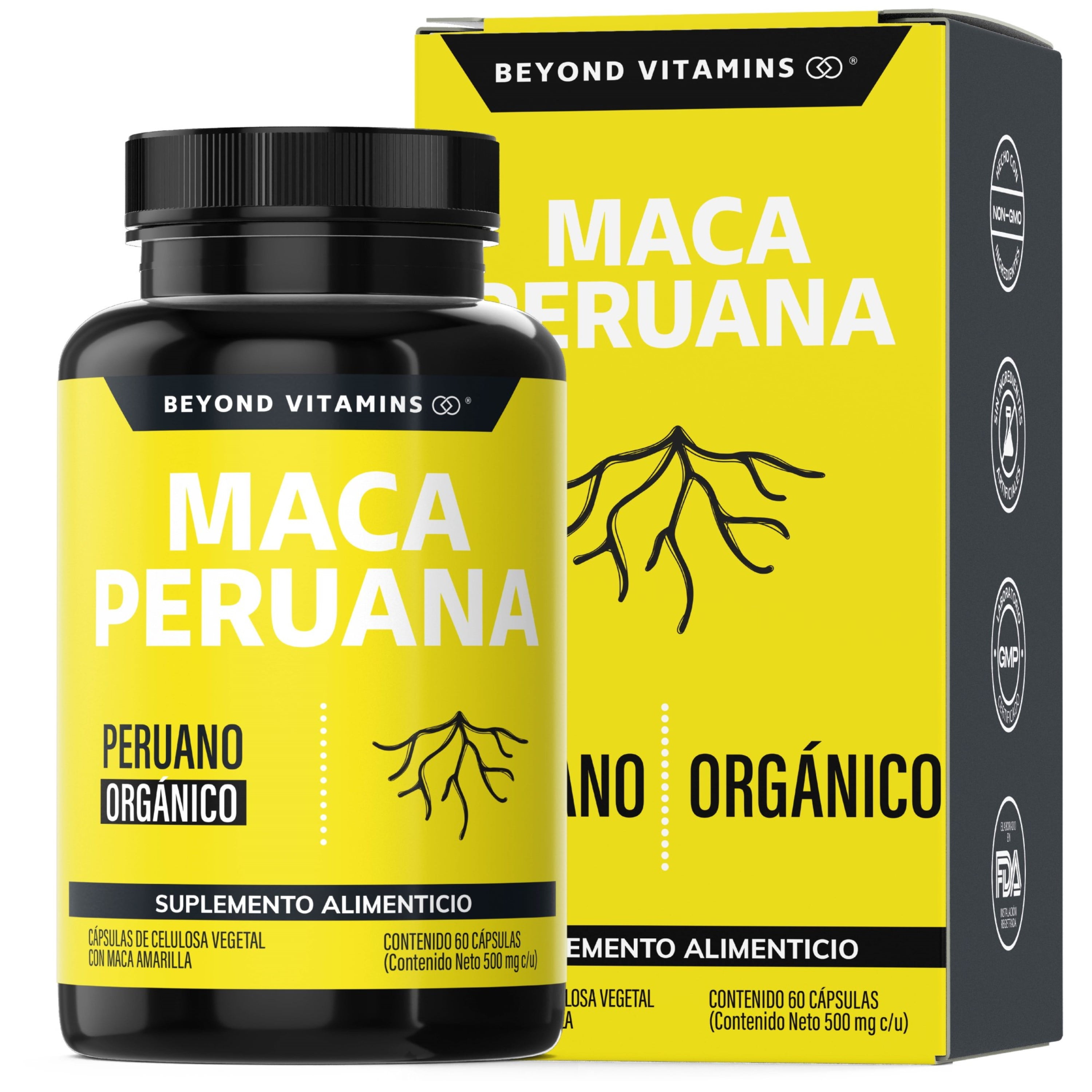 Maca Peruana Amarilla | 1000mg De Maca Peruana Orgánica Por Cápsula ...