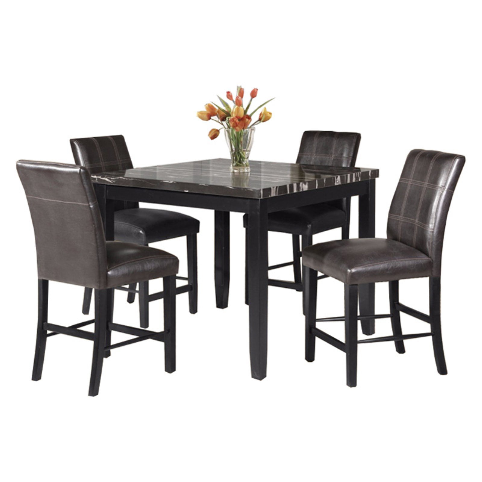 Square Top Counter Height Table, Faux Marble & Black - Walmart.com