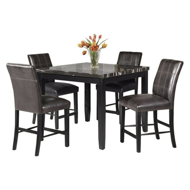 Square Top Counter Height Table, Faux Marble & Black - Walmart.com