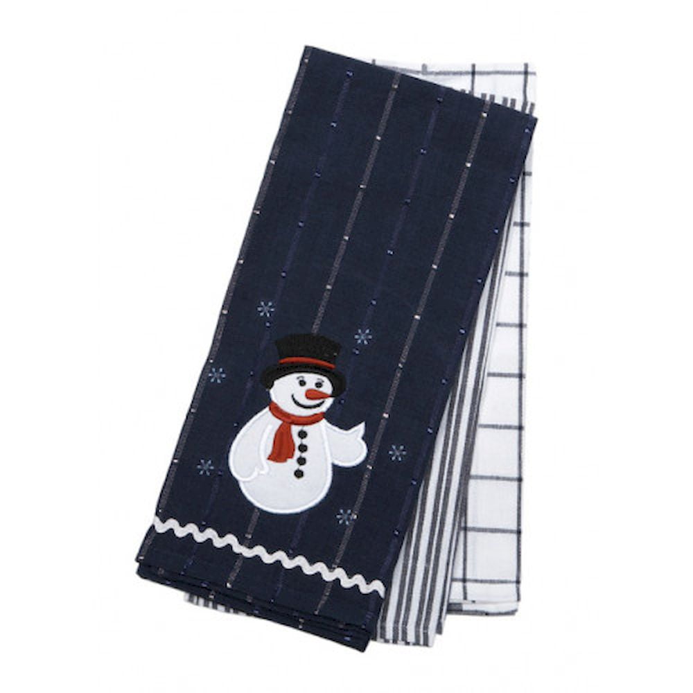 3 Piece Cotton Tea Towels - Snowman Towel Set - Walmart.com