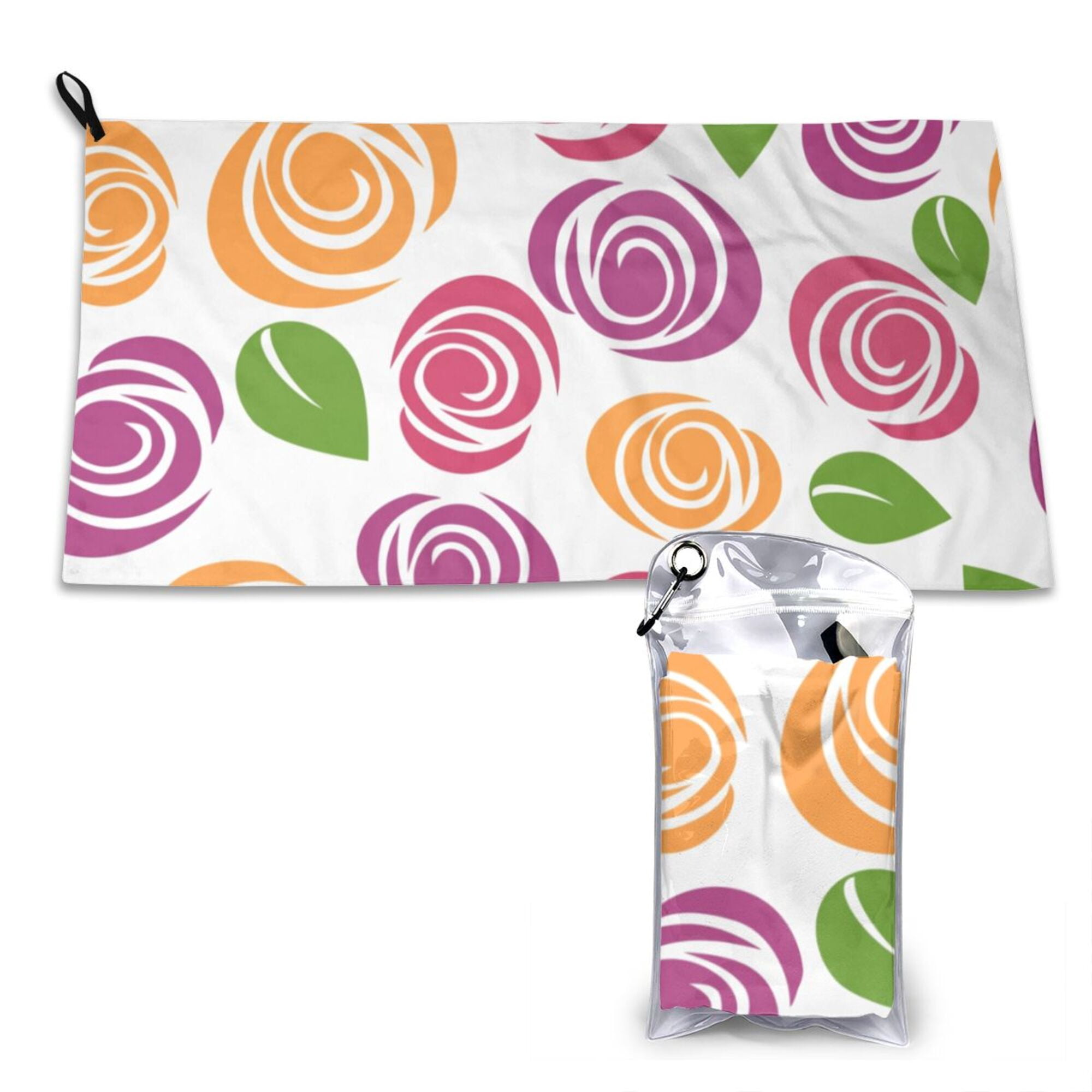 YFYANG Adult Microfiber Portable Travel Towel, Abstract Roses Floral ...