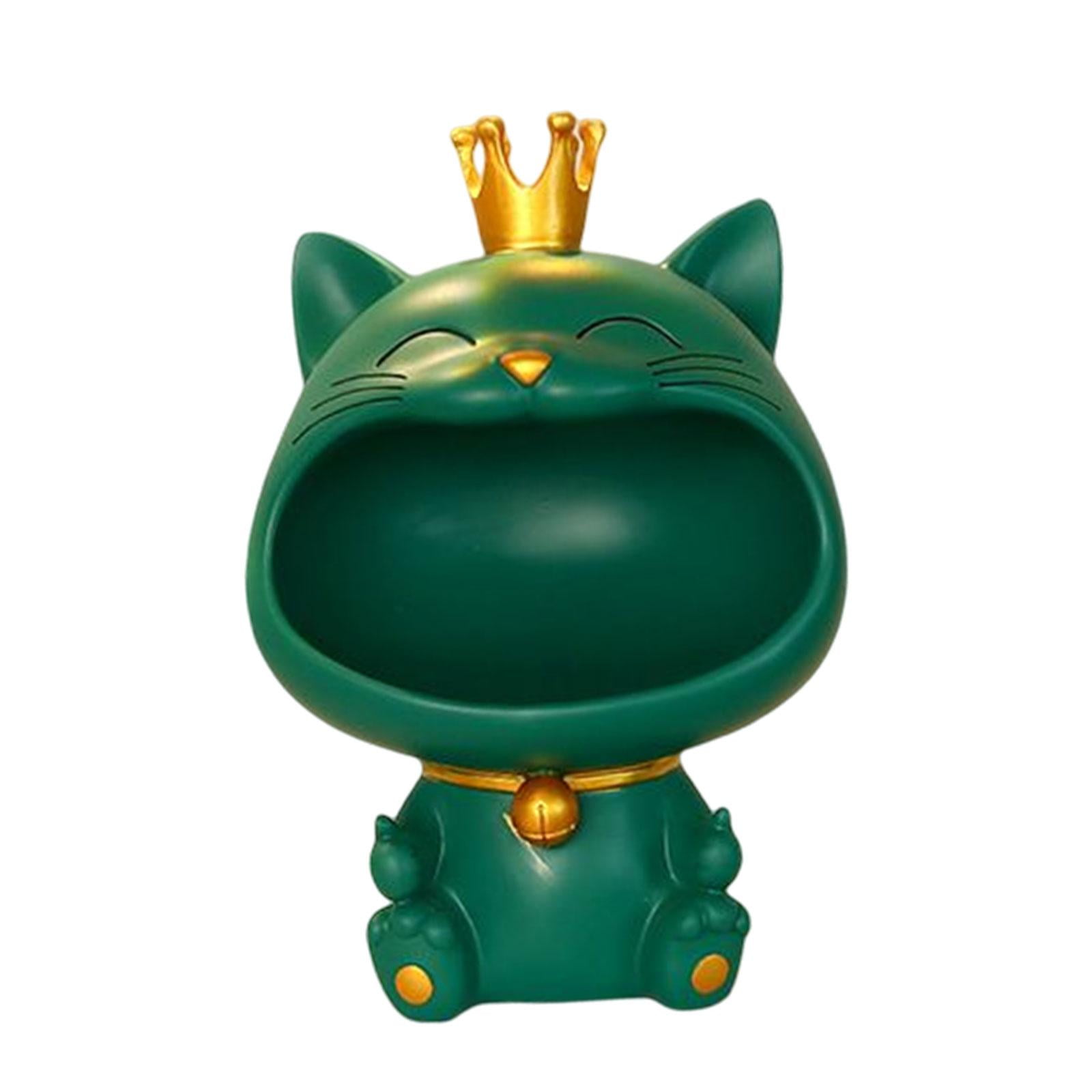 Cat Figurine Storage Box Lucky Cat Statue Key Storage Bowl Desk ...
