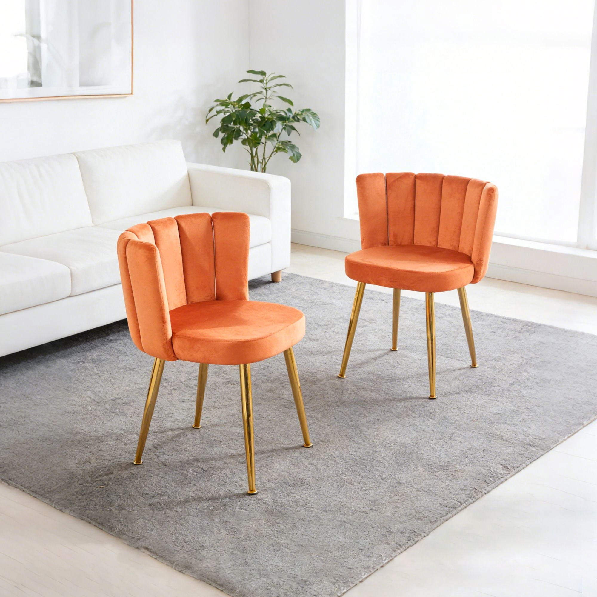 Click here for Unbranded Orange Velvet Dining Chairs (2-Pack) - F... prices