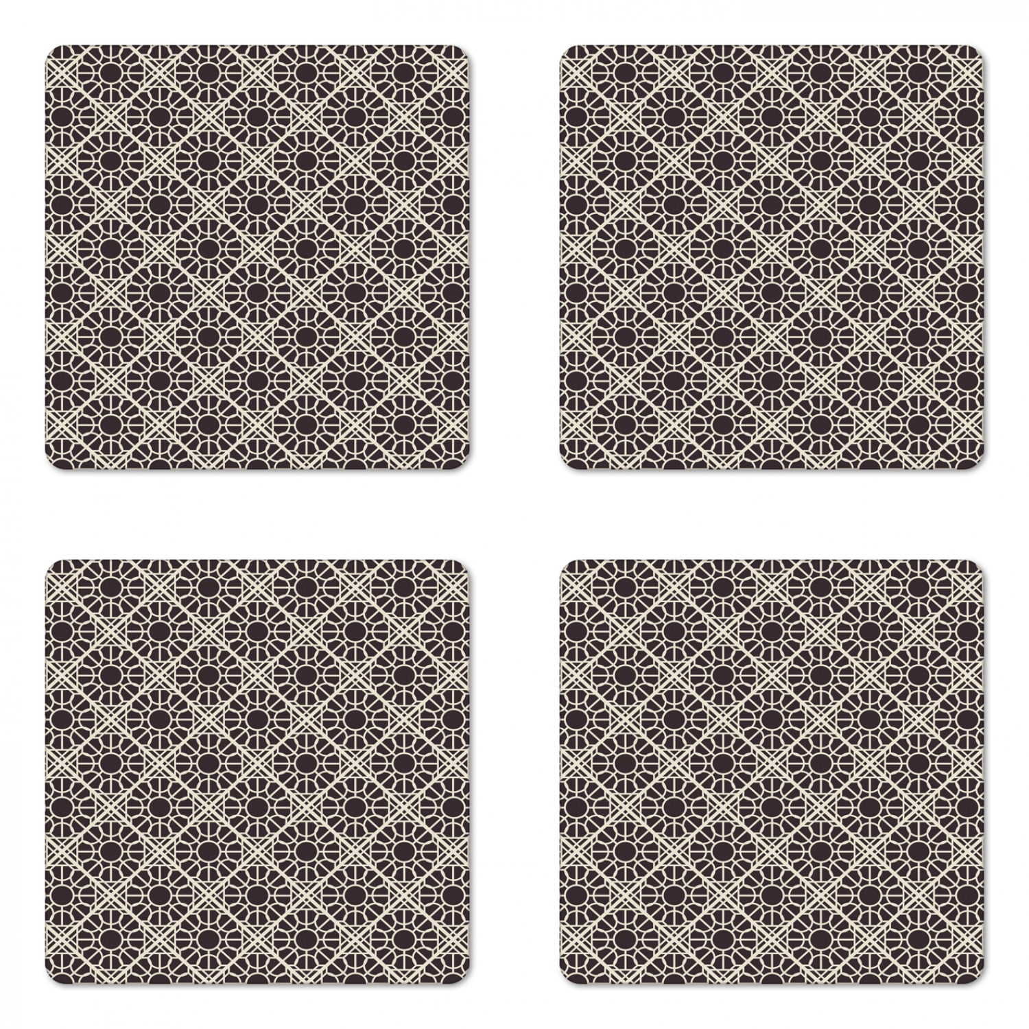 Ethnic Coaster Set of 4, Traditional Arabian Lacy Style Geometric ...