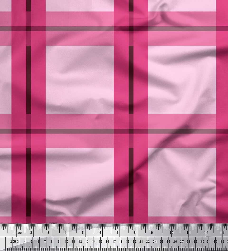 Soimoi Satin Silk Fabric Check Check Print Fabric by the Yard 42 Inch ...