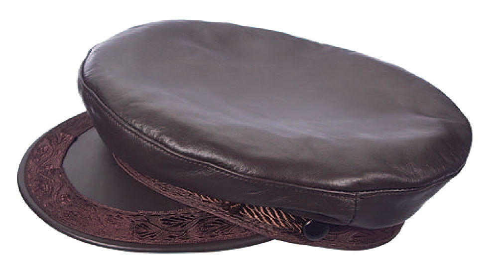 Aegean Men's Greek Leather Fisherman Hat Cap 2XL Brown - Walmart.com