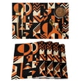 Abstract Geometric Placemats Set of 8, Orange Bold Shapes Graphic ...