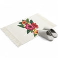 Bathroom Rug 2'x 3', Pink Red Yellow Hibiscus Woven Cotton Washable Rug ...