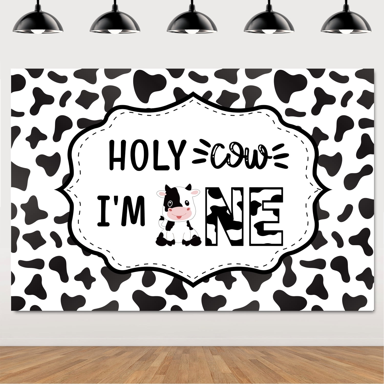 Holy Cow I'm One Birthday Backdrop Decoration for Boy Girl - 3.2*4.9ft ...