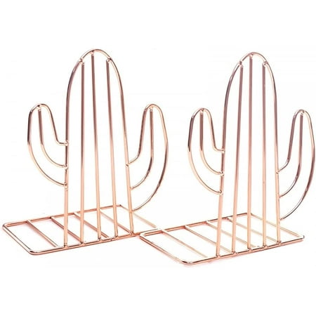 HUSERYT Bookends, Cactus Metal Book Stopper and Stopper, Non-Slip ...