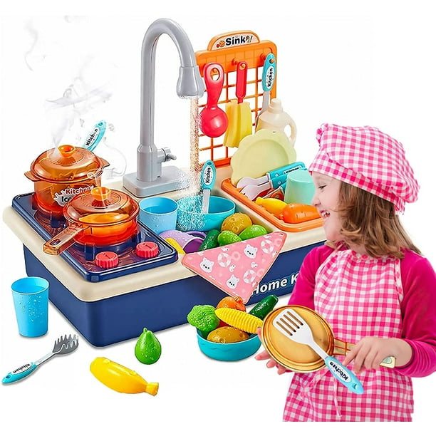 Kitchen Sink Toys with Running Water Pretend Play Kitchen Set for Kids ...
