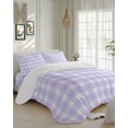 4 Piece Duvet Cover Set Full, Pastoral Purple Checkered Soft Breathable ...