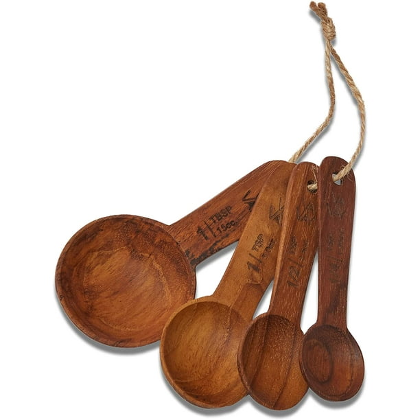 ZMLEVE , Measuring Teak Wood Spoons Set for Cooking, Baking, Nonstick ...