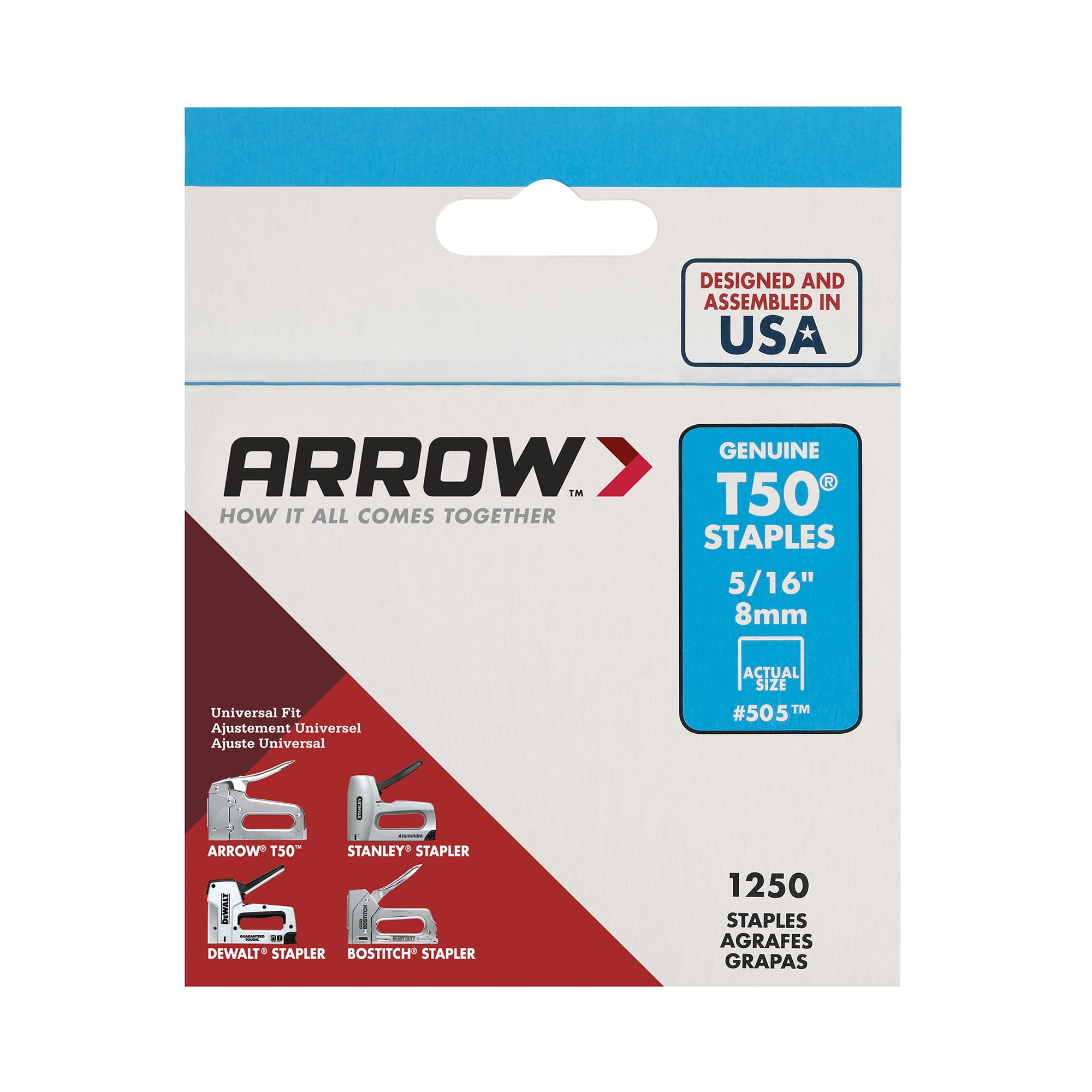 Click here for Arrow T50 Staples-1250pack 5/16 Leg Length 3/8 Cro... prices