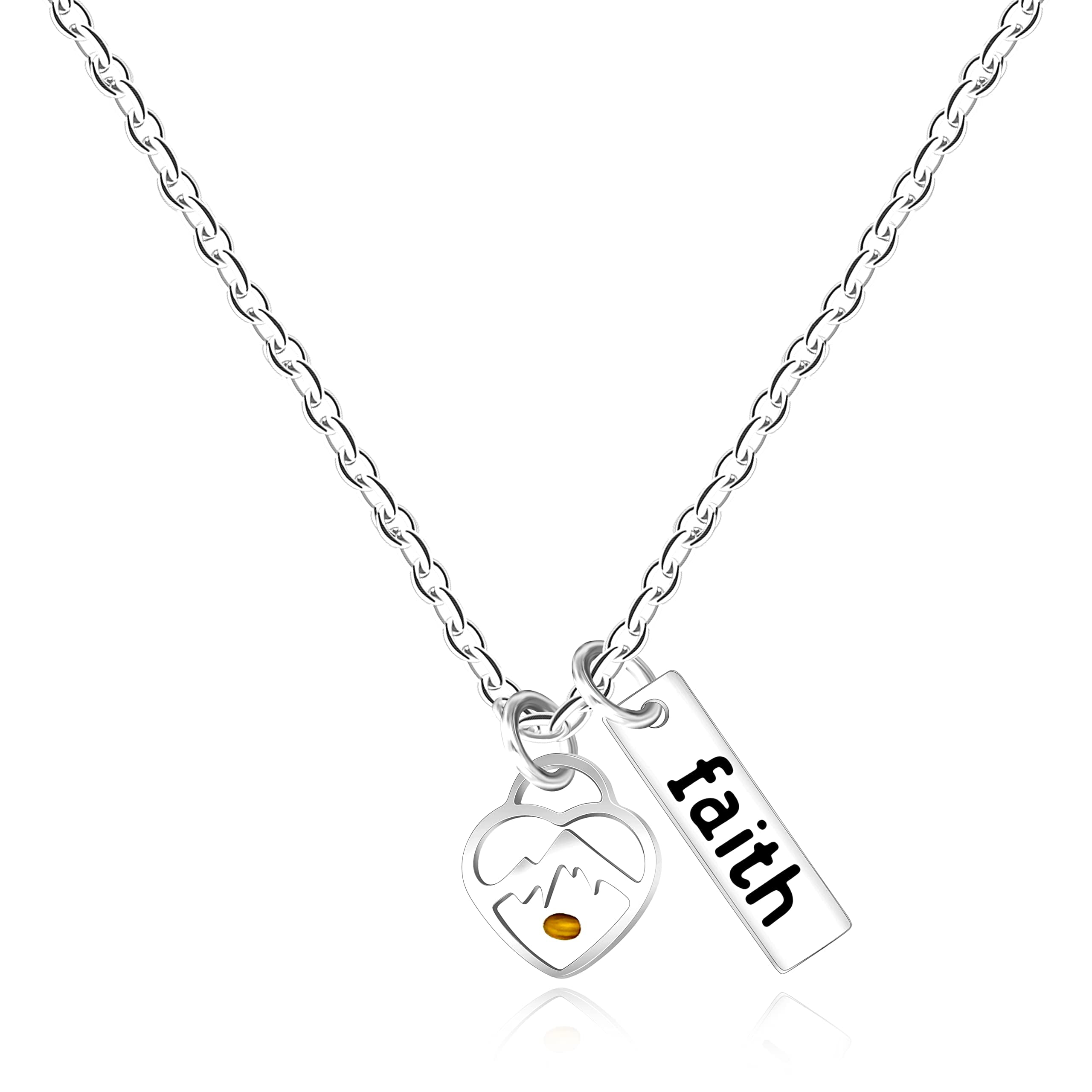 Stainless Mustard Seed Heart Mountain Pendant Necklace Faith Jewerly Christian Gifts Y559 (Heart ...