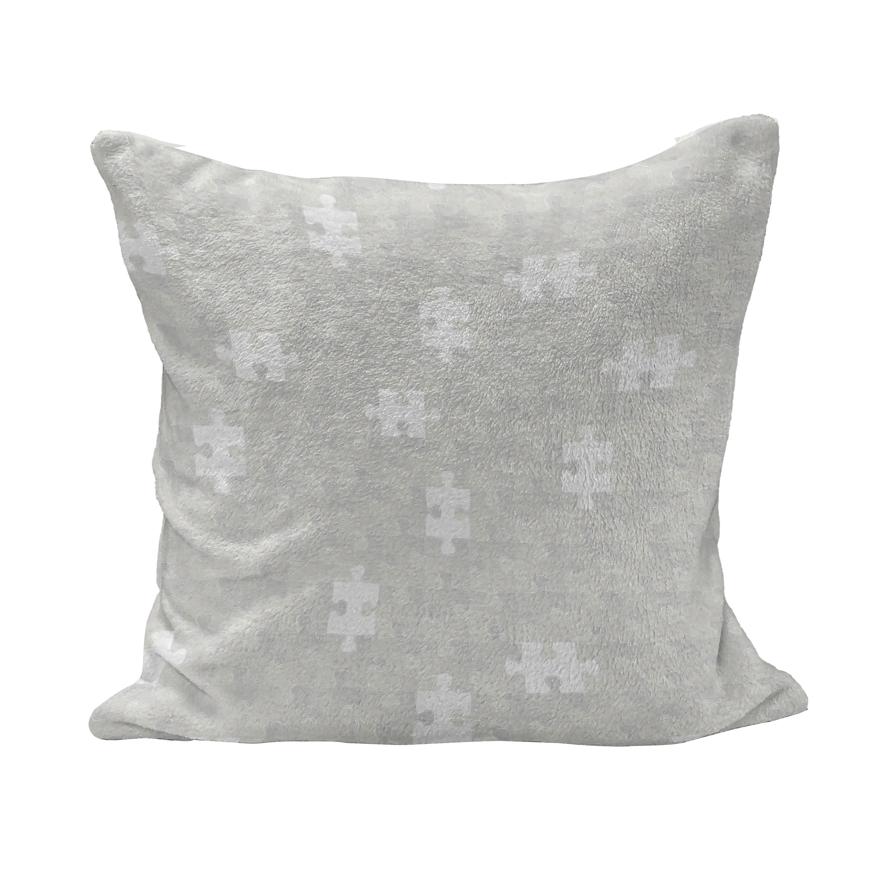 Grey Fluffy Throw Pillow Cushion Cover, Abstract Puzzle Patterns in ...