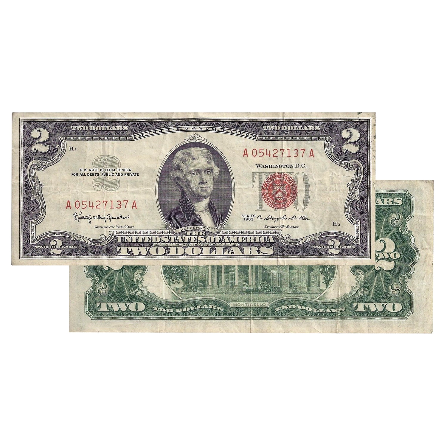 $2 1963 Red Seal Federal Reserve Notes Bundle of 100 - Very Fine ...