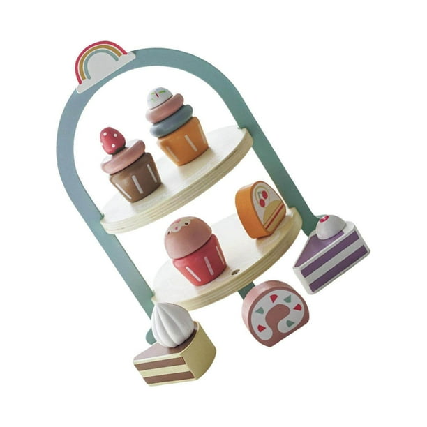 Wooden Dessert Set Fine Motor Skill Cupcake Set for Boy Girl Preschool ...