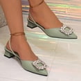 Bkhluea Women Square Rhinestone Ornament Slingback Block Heel Mule ...