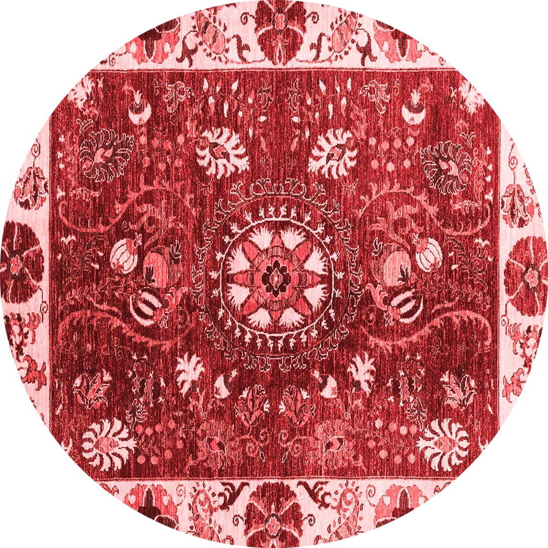 Ahgly Company Indoor Round Abstract Red Modern Area Rugs, 6' Round ...