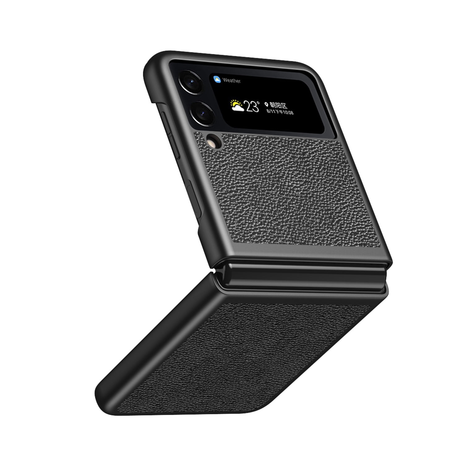 Galaxy Z Flip 4 Case 2022 Allytech Lychee Pattern Pu Leather Hard Back