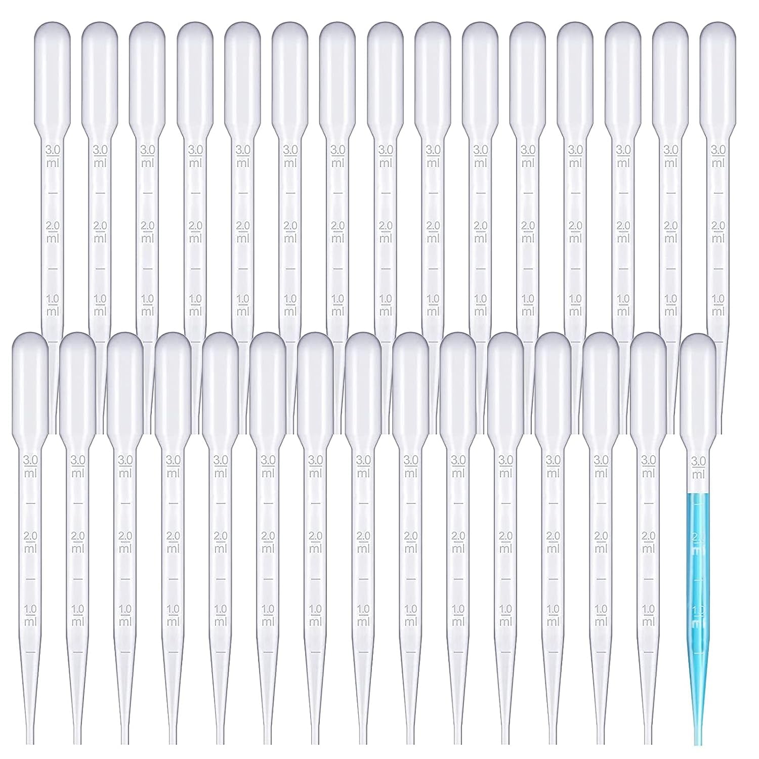 Pipeta de transferencia desechable de 3 ml, paquete de 30 pipetas medidoras de plástico, para ...