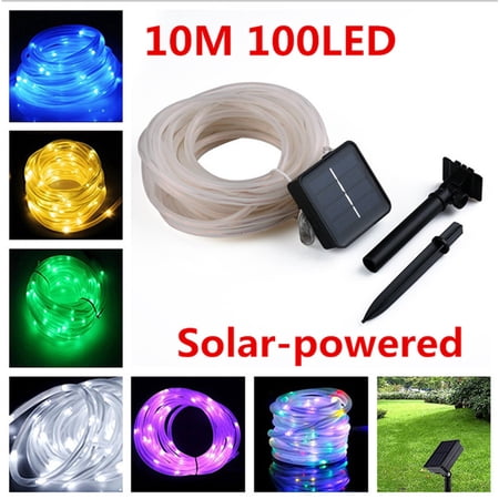 100 LED Solar Powered Tube Light, 32.8FT Waterproof Outdoor Decorative ...