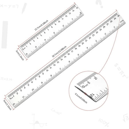 20 Pieces Clear Ruler 12 Inch 6 Inch Plastic Ruler Straight Flexible ...