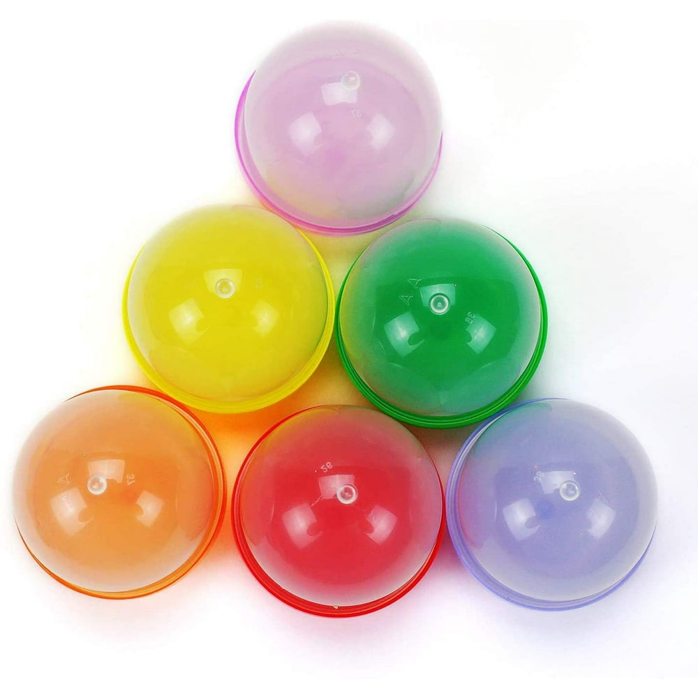 100 Pcs Empty 2-inch Acorn Plastic Clear Capsules with 6 Different ...