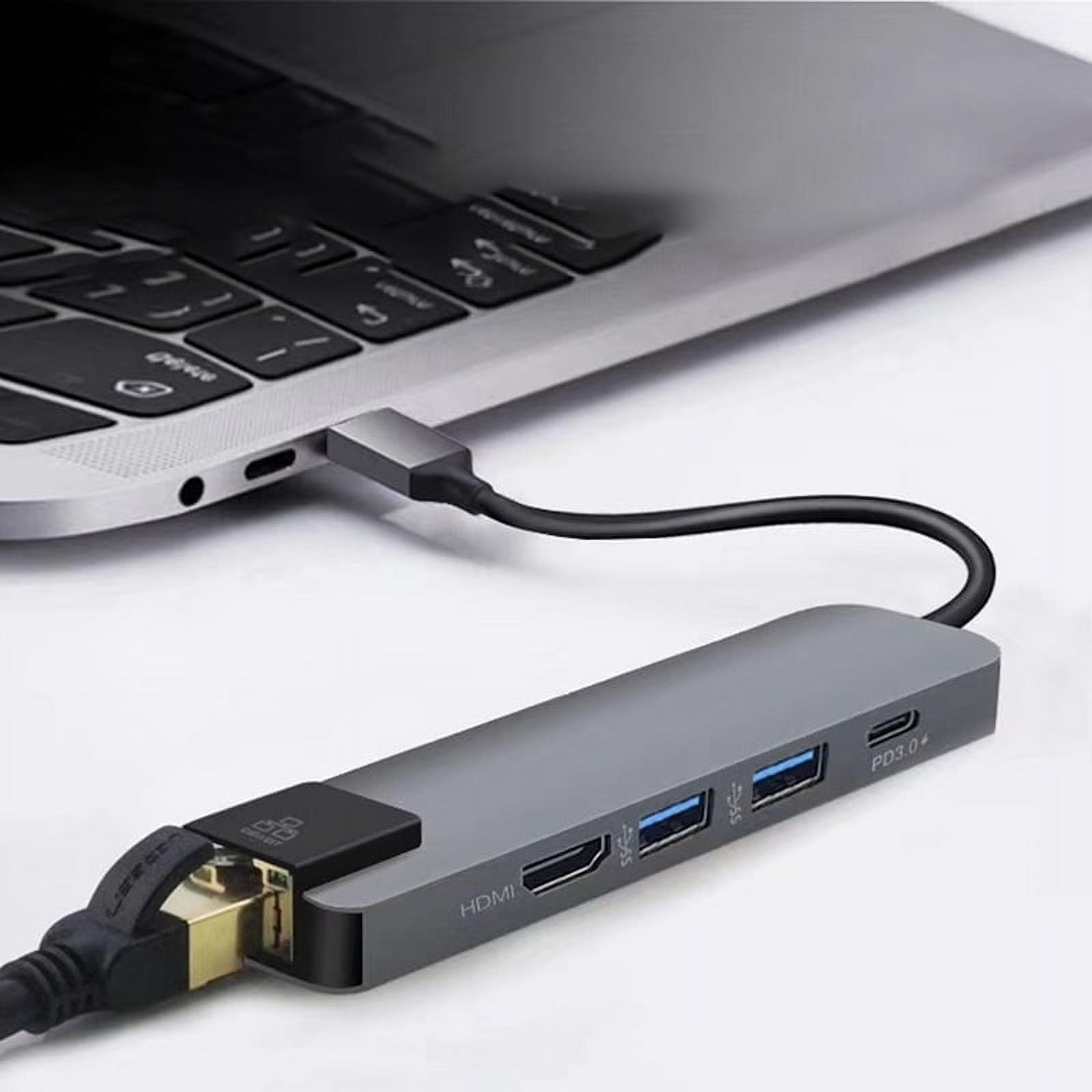 Concentrador USB tipo C 5 en 1, concentrador HDMI 4K USB C, Gigabit ...